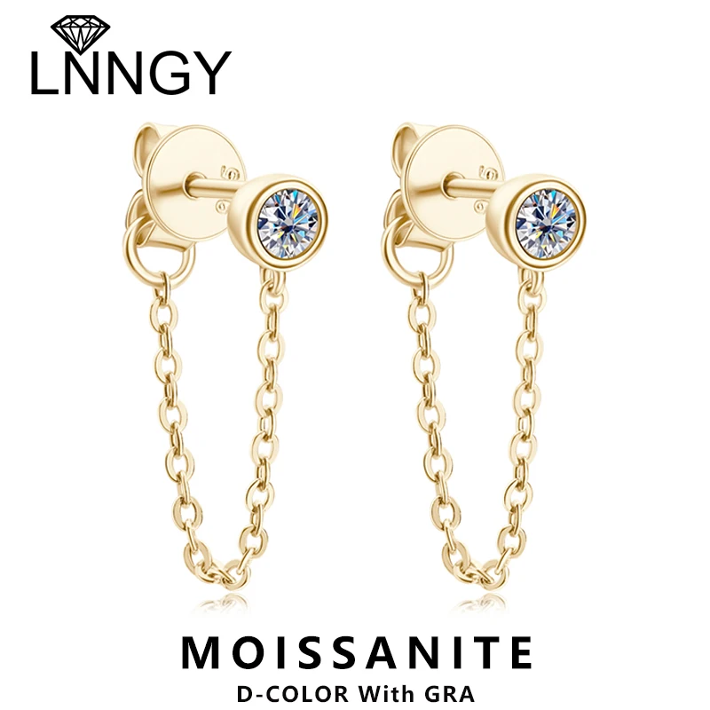 Lnngy-925-Sterling-Silver-Chain-Earring-Round-Cut-3mm-Clear-and-Black ...