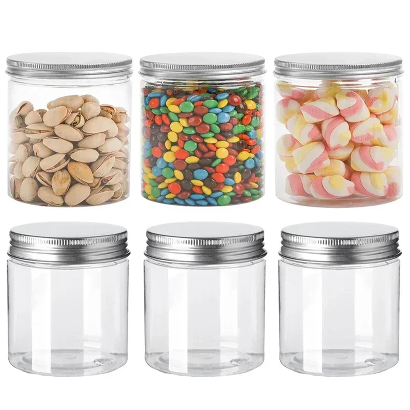 6Pcs 400g Width Mouth Storage Jar With Lid Clear Empty Cosmetic Food ...