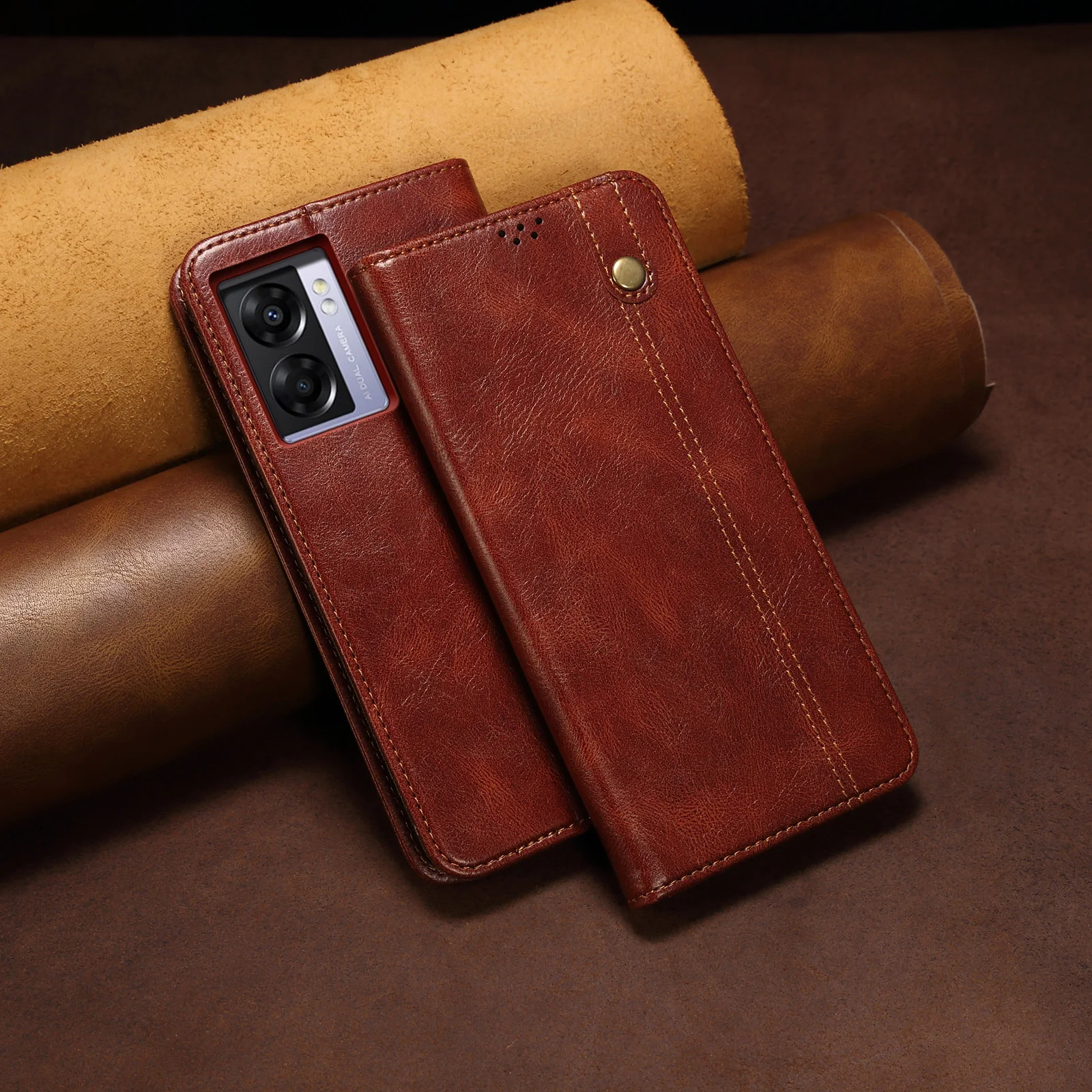 Cow Leather Phone Case Book Stand For Oppo Reno 8 Pro 7 6 5G 5 Lite ...