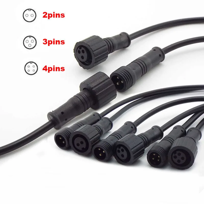 1 Pair 2Pin 3Pin 4Pin IP65 DC connector Cable Waterproof ire Plug for ...