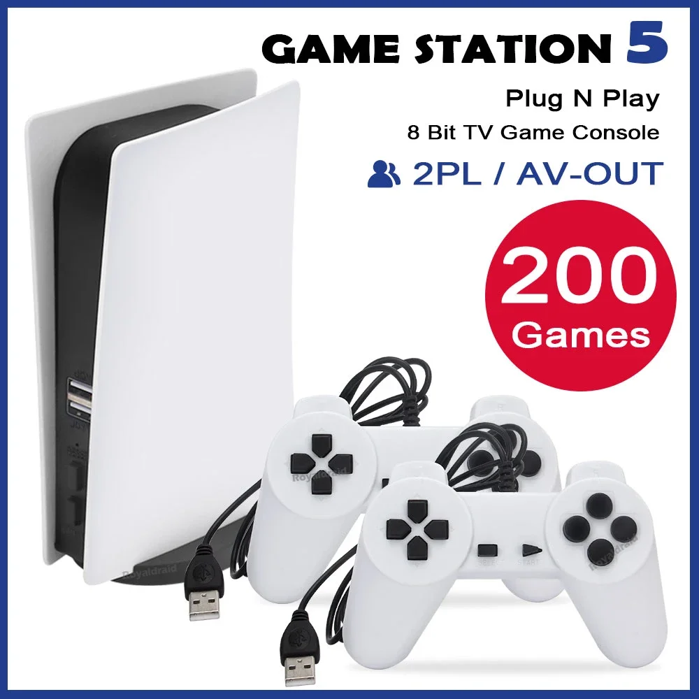 GS5-Game-Station-5-Video-Game-Console-With-200-Classic-Games-8-Bit-TV ...