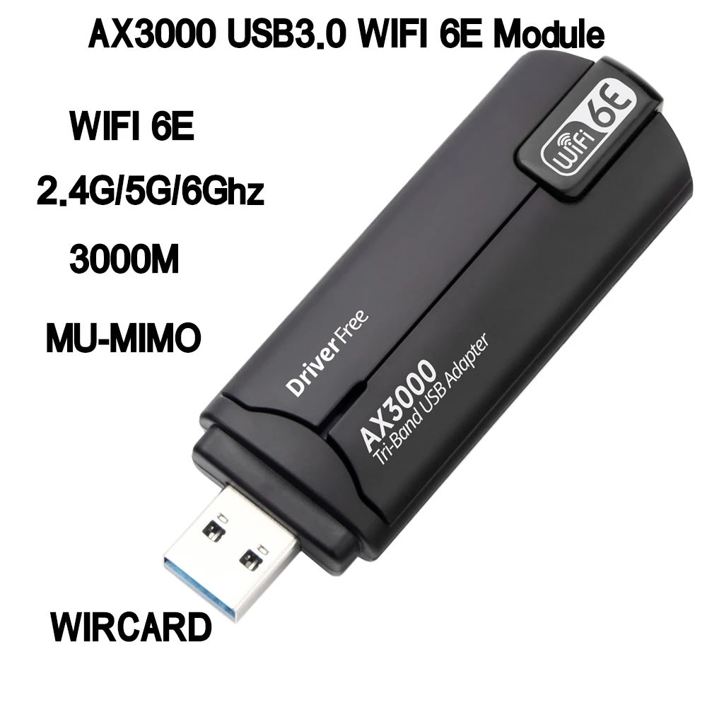 WiFi 6E AX3000 USB 3.0 WiFi Adapter 3000Mbps Tri-Band 2.4G/5G/6GHz ...