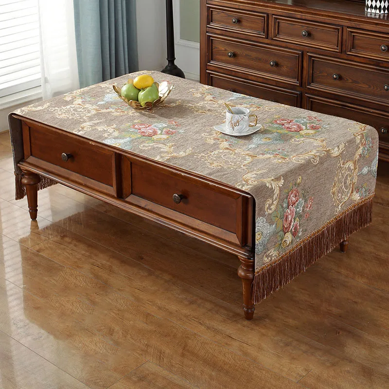 Flowers-Tea-Table-Tablecloths-Rectangle-Jacquard-Table-Cloth-with ...