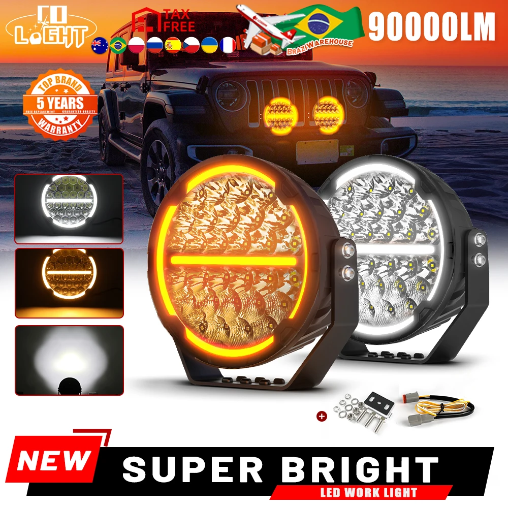 CO-LIGHT-9-inch-Round-Driving-Light-LED-Offroad-Work-Light-Bar-Focusing ...