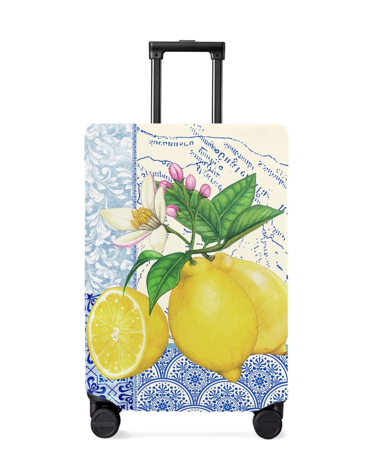 Blue-And-White-Porcelain-Texture-Map-Lemon-Luggage-Protective-Cover ...