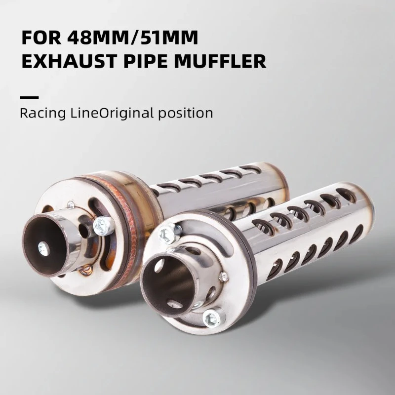 48/51mm Plug-in Type Adjustable Muffler Motorcycle Universal Exhaust ...