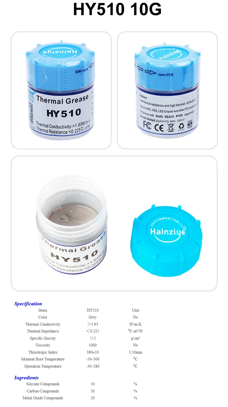 Compuesto Térmico Jeringa HY510 HY610 HY710 Para CPU GPU Pasta Termica ...