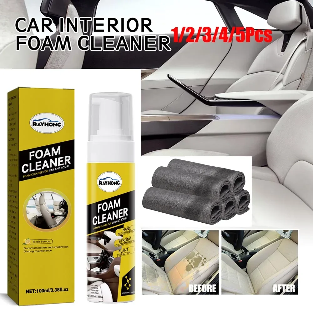 100ML-Car-Interior-Foam-Cleaner-Spray-Powerful-Decontamination-Leather-Seat-Foam-Cleaning-Multi ...