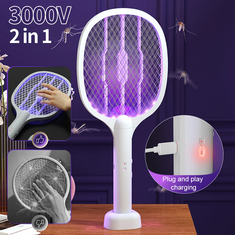 Electric-Fly-Insect-Bug-Zapper-2-in-1-Racket-Mosquito-Killer-Fly ...