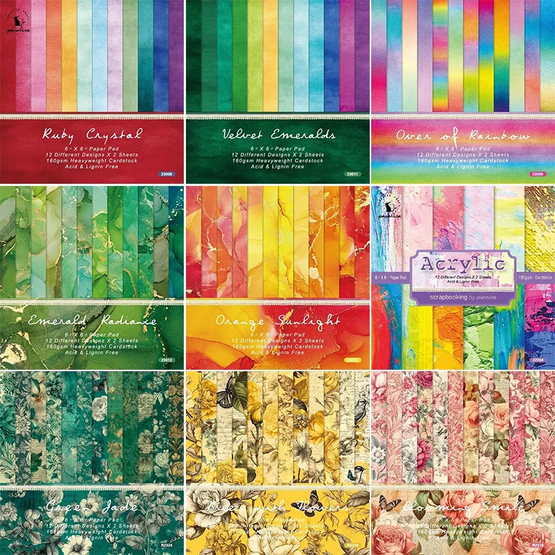 12-Sheets-Colorful-Style-Floral-Scrapbook-Background-Paper-Pads-Junk ...