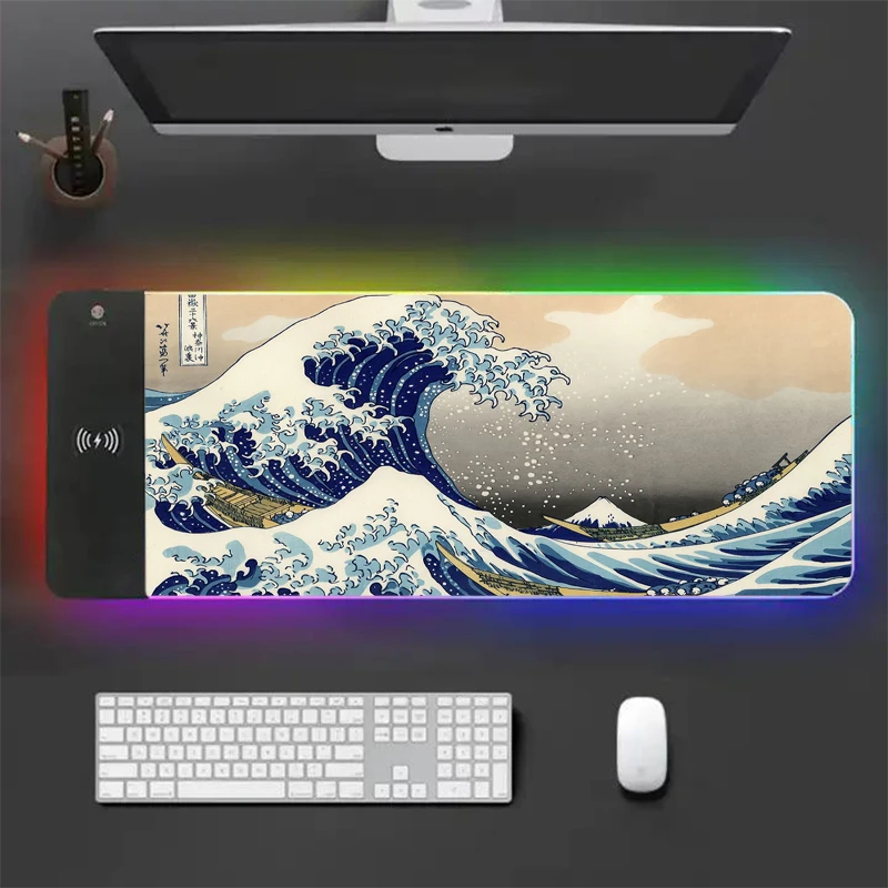 Rgb Mouse Pad Sea Wave Mousepad Gamer Rgb Teclado Ghostface Bonito ...