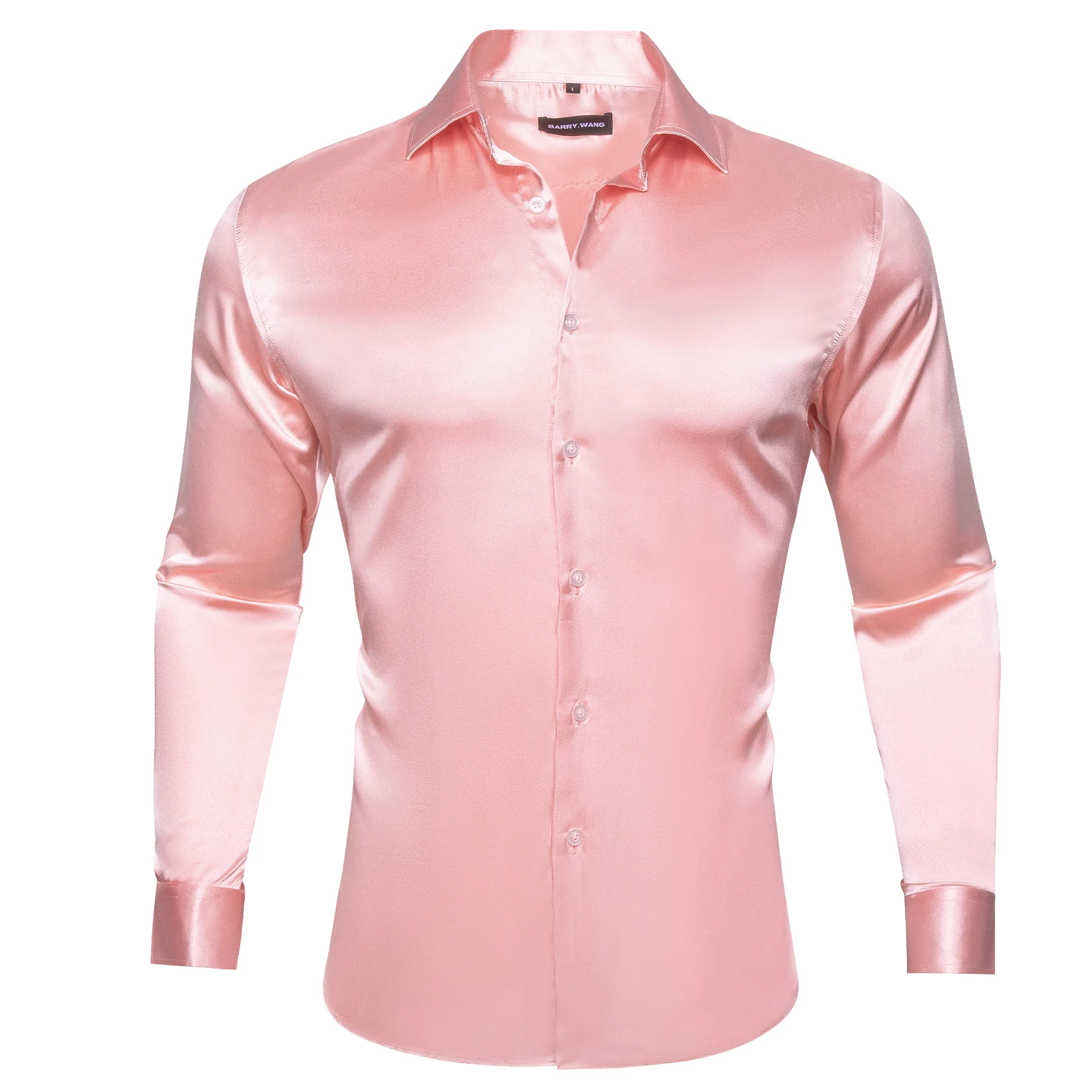 Camisa-de-manga-larga-de-ROSA-MELOCOT-N-para-hombre-camisa-cl-sica-de ...