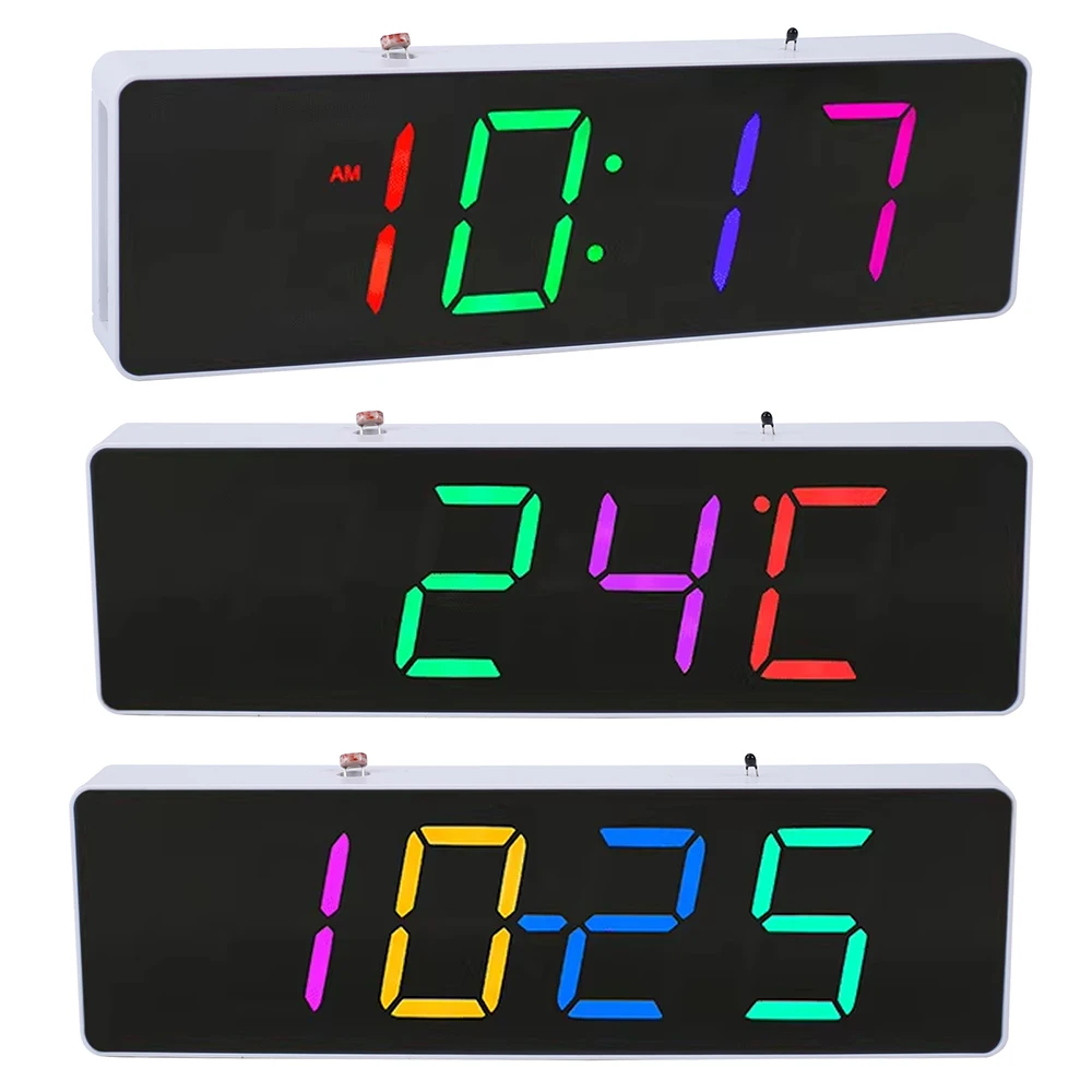 LED-Alarm-Clock-DIY-Electronic-Kit-4-Digit-Colorful-RGB-Clock-with ...