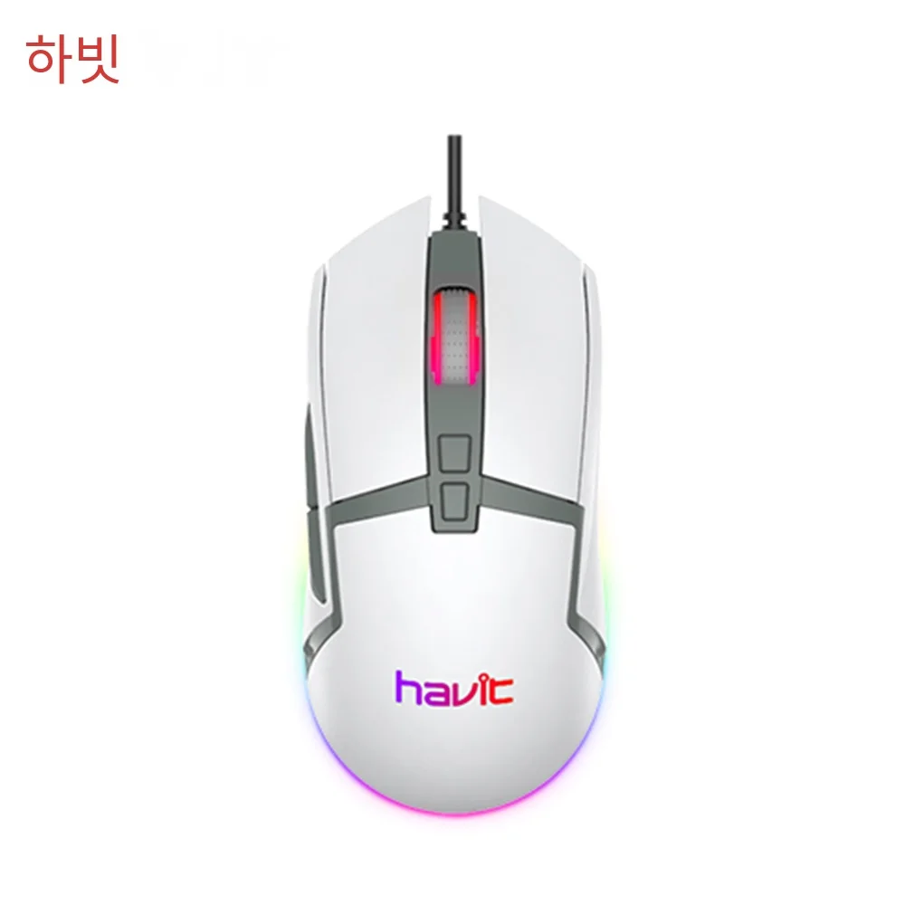 HAVIT MS885 RGB USB 유선 PC 게임용 마우스 6400 DPI 6 버튼 마우스, 7 색 백라이트 프로그래밍 가능 ...
