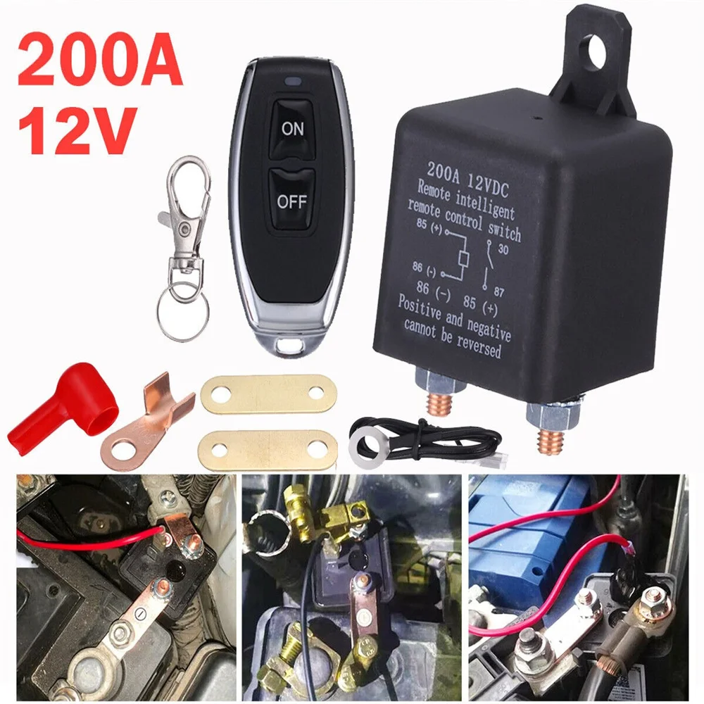 12V Car Relay 120A/200A Remote Dual Wireless Remote Disconnect Switch ...