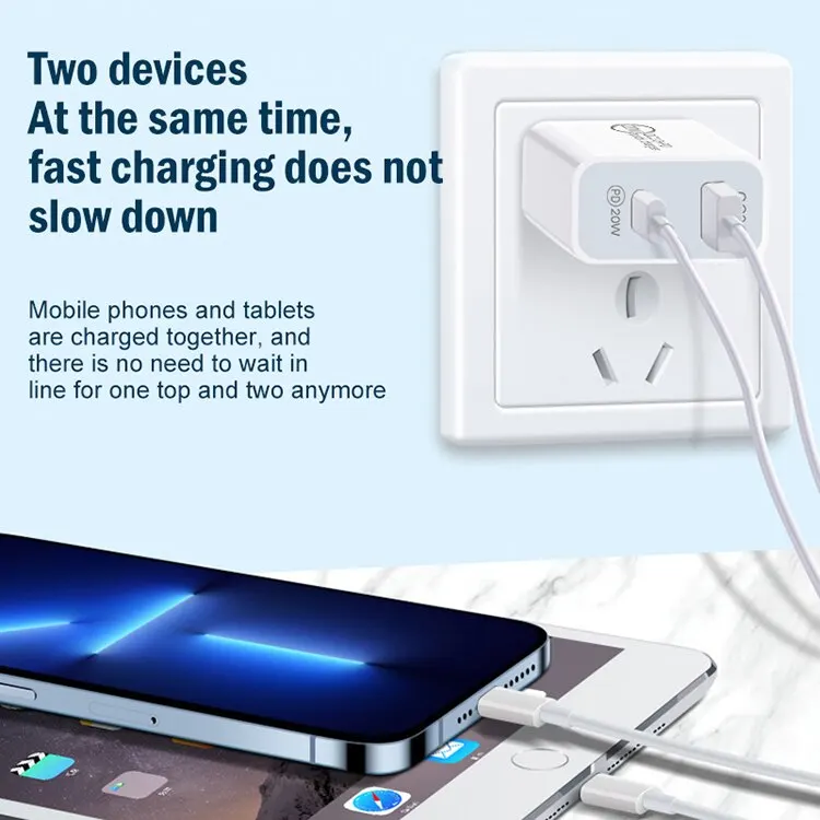 Mobile Phone Fast Charging Head Pd20wqc3.0 Dual Port European And ...
