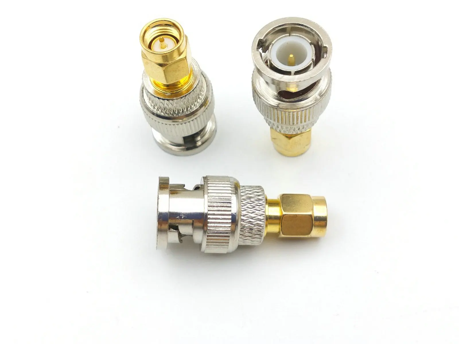 50 Uds latón BNC macho coaxial RF a chapado en oro conector macho SMA ...