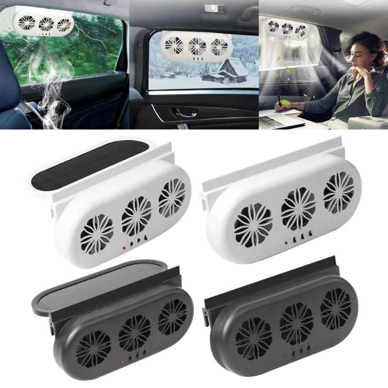 Solar-Power-Car-Coolers-Front-Rear-Window-Radiator-Fan-Vent-AirExhaust ...