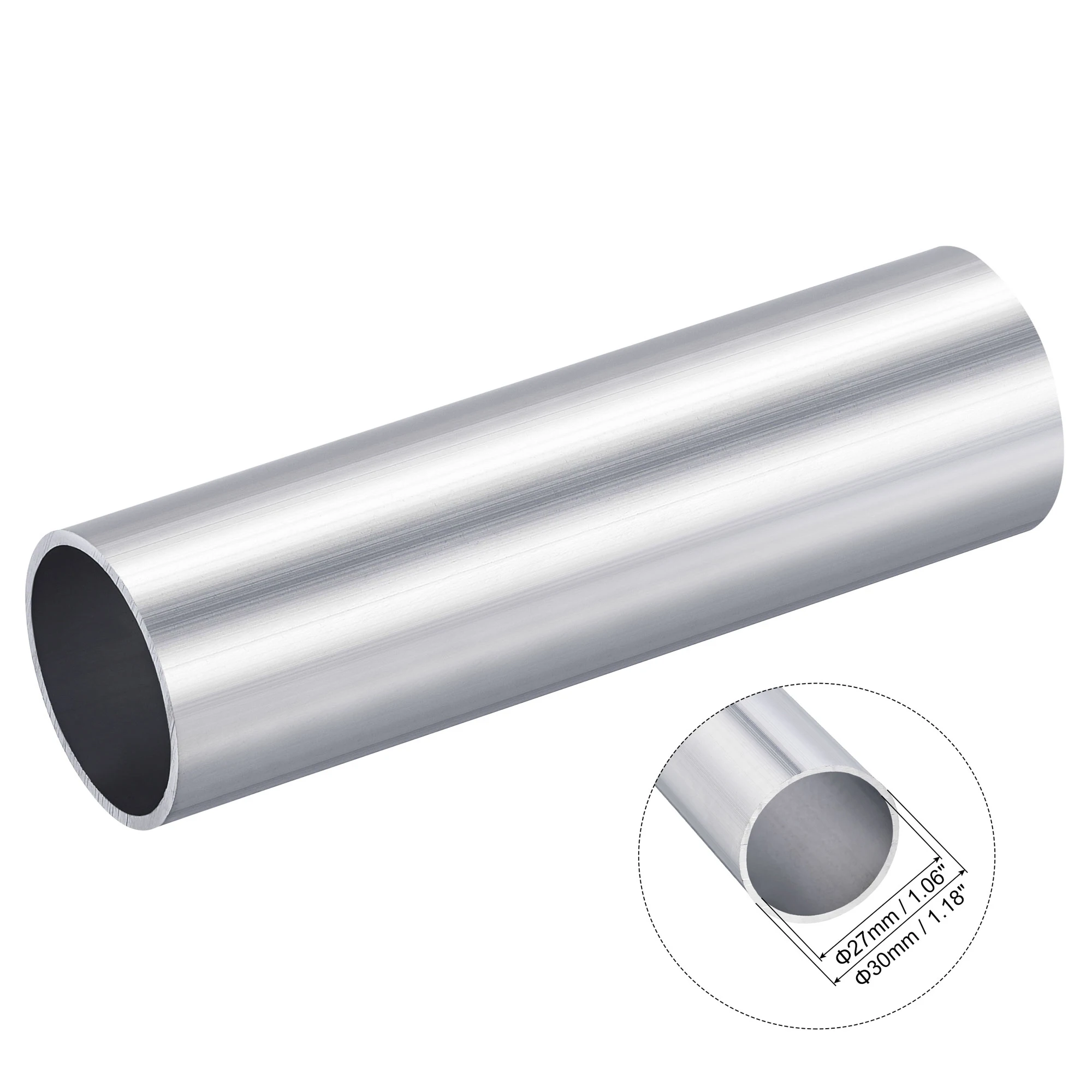 Uxcell OD 30mm 6063 Aluminum Round Tube Pipe Hollow Tube Shaft Sleeve ...