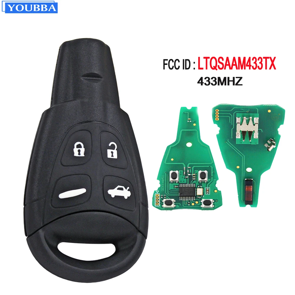 YOUBBA-For-Saab-9-3-93-2003-2011-Car-Remote-Key-433MHZ-Smart-Control ...
