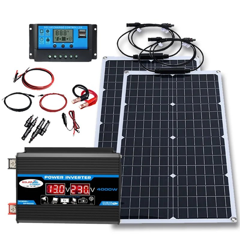 Solar Kit 4000W Solar Power Kit With Inverter & 100W Panel - 12V To ...
