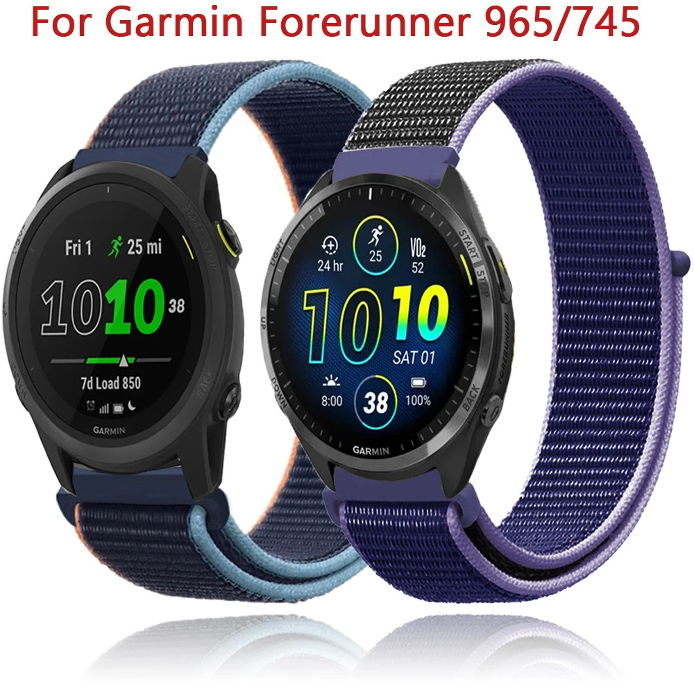 22mm-Nylon-Loop-Strap-For-Garmin-Forerunner-745-965-265-255M-Smart ...