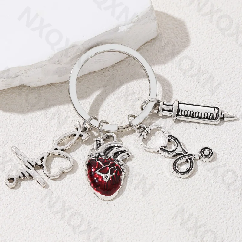 Classic-Doctor-Heart-Syringe-Alloy-Keychain-Stethoscope-Hospital-Nurse ...