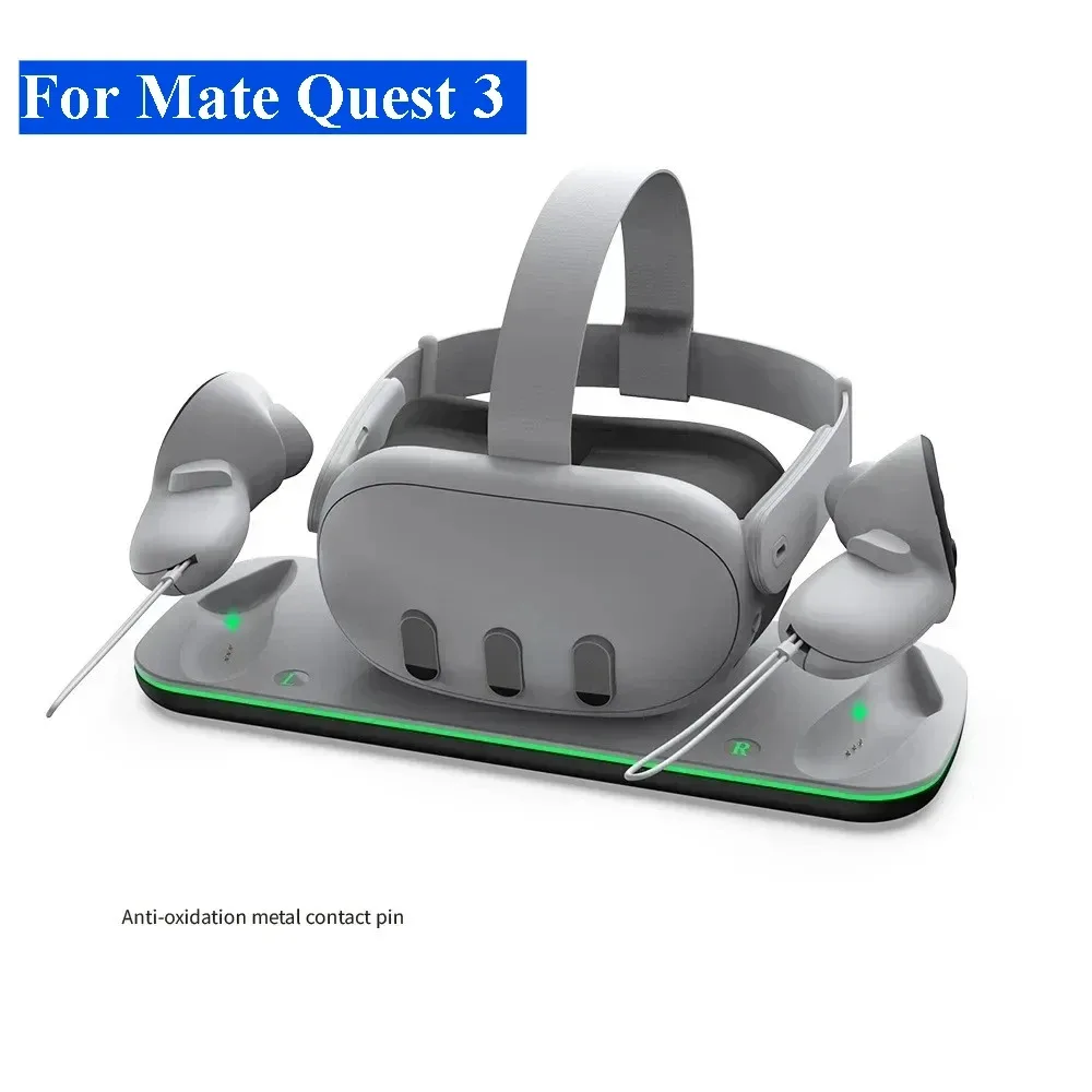 VR Headset Charging Dock for Mate Quest 3 Dual Controller Contact ...