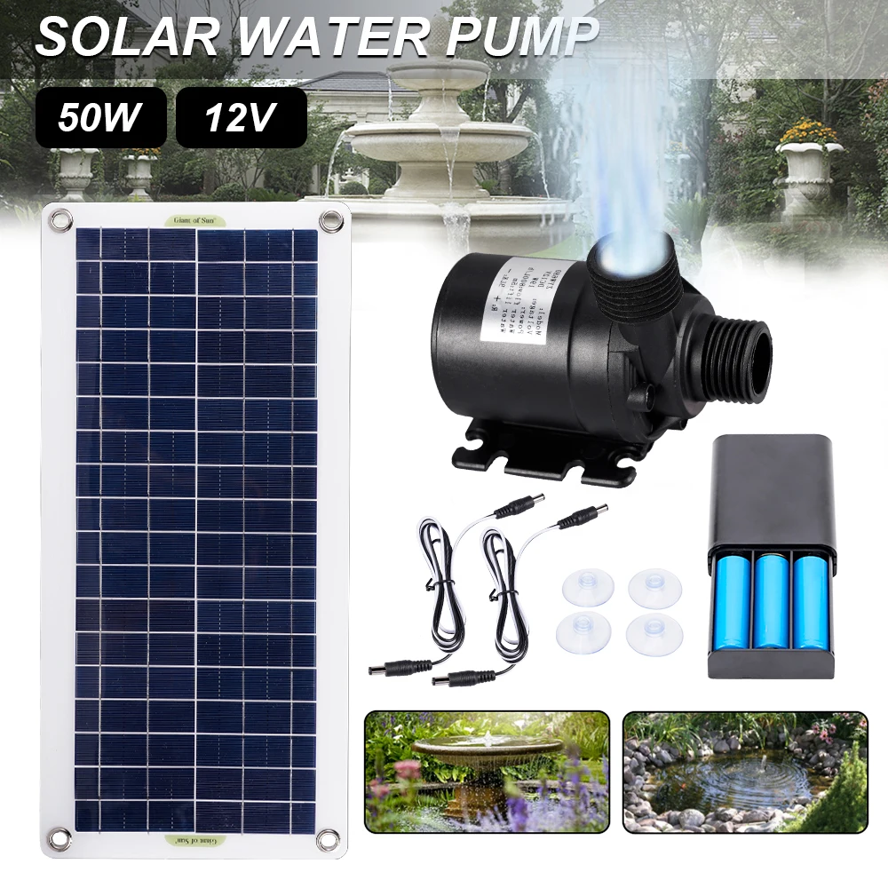 50W-Solar-Water-Pump-Brushless-Solar-Panel-Fish-Water-Pool-Kit-12V ...