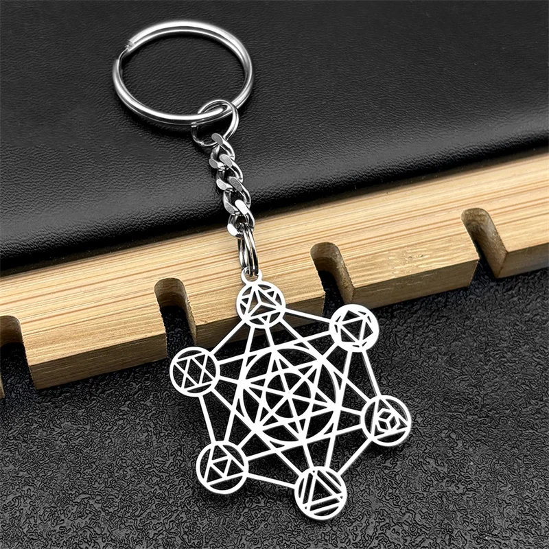 Large Archangel Metatron Cube Geometry Keychain for Women Men Stainless ...