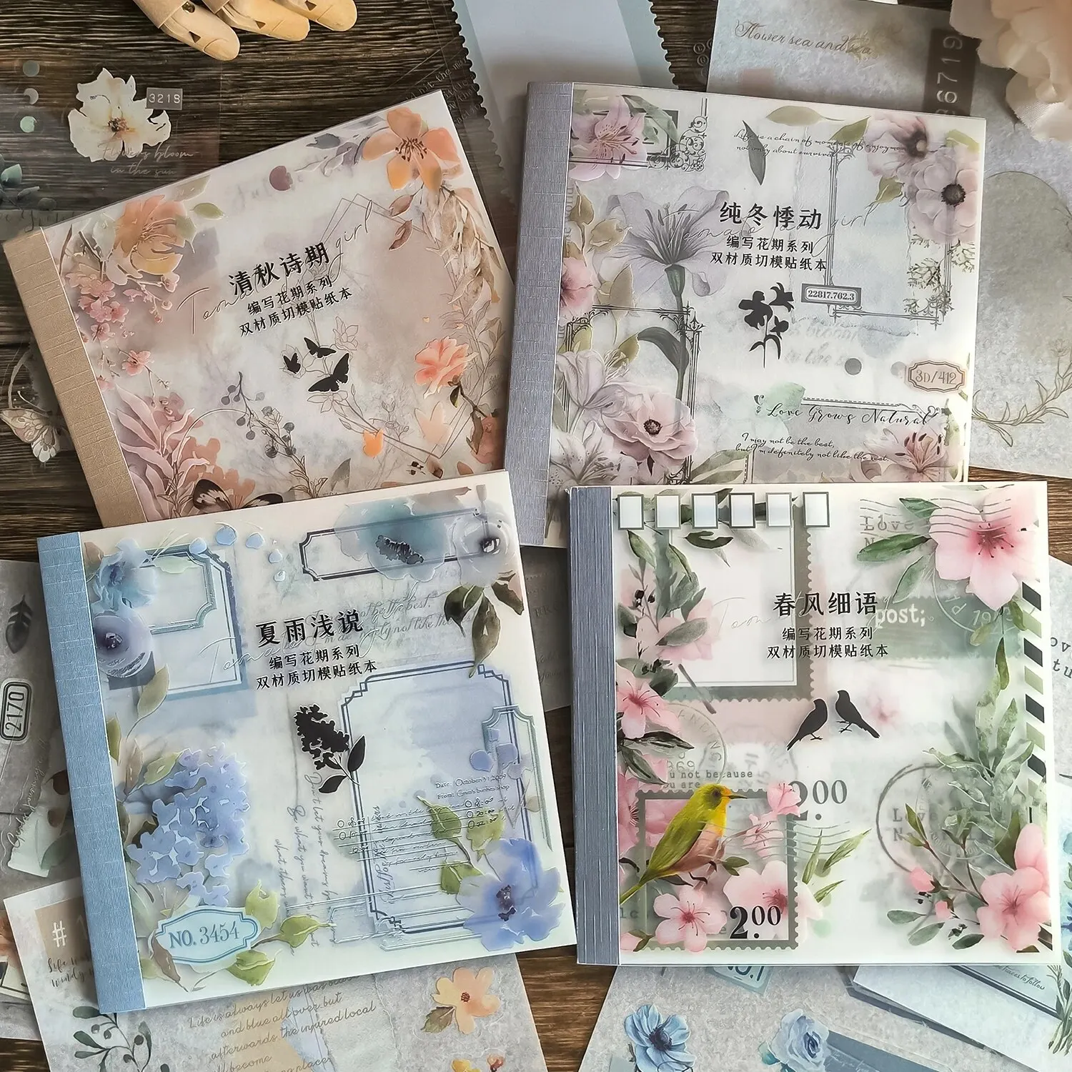 4Style-20pcs-book-INS-Floral-Sticker-Book-Four-Seasons-Theme-Cutting ...