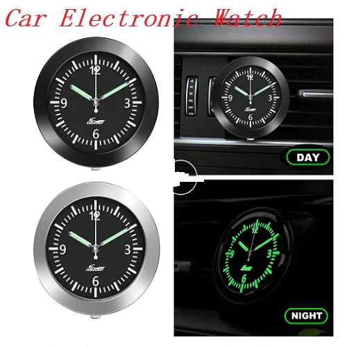 Round Car Clock Luminous Car Dashboard Digital Clock Electronic Watch ...
