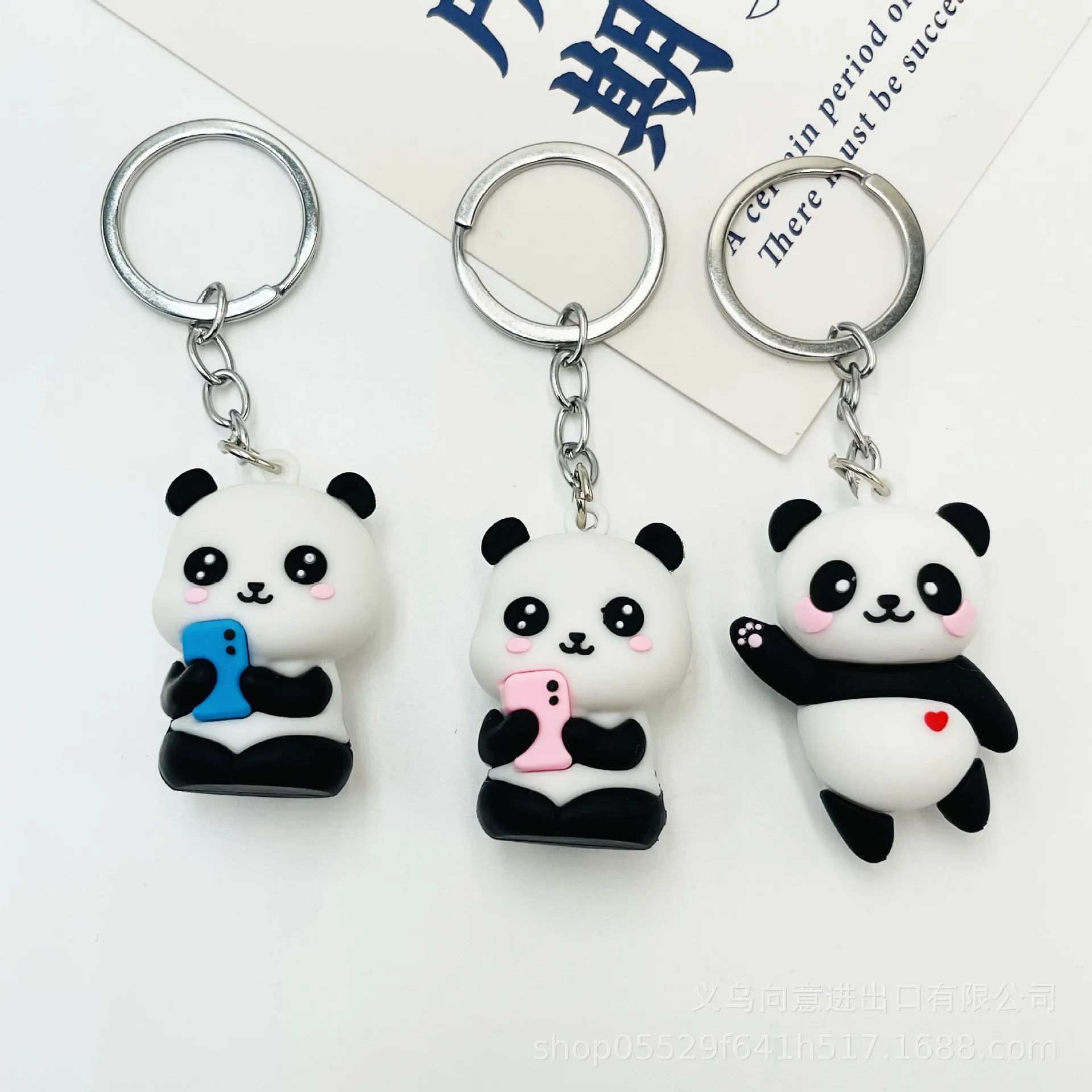Cartoon Panda Keychain Cute Three-dimensional Soft Glue Panda Doll Bag ...