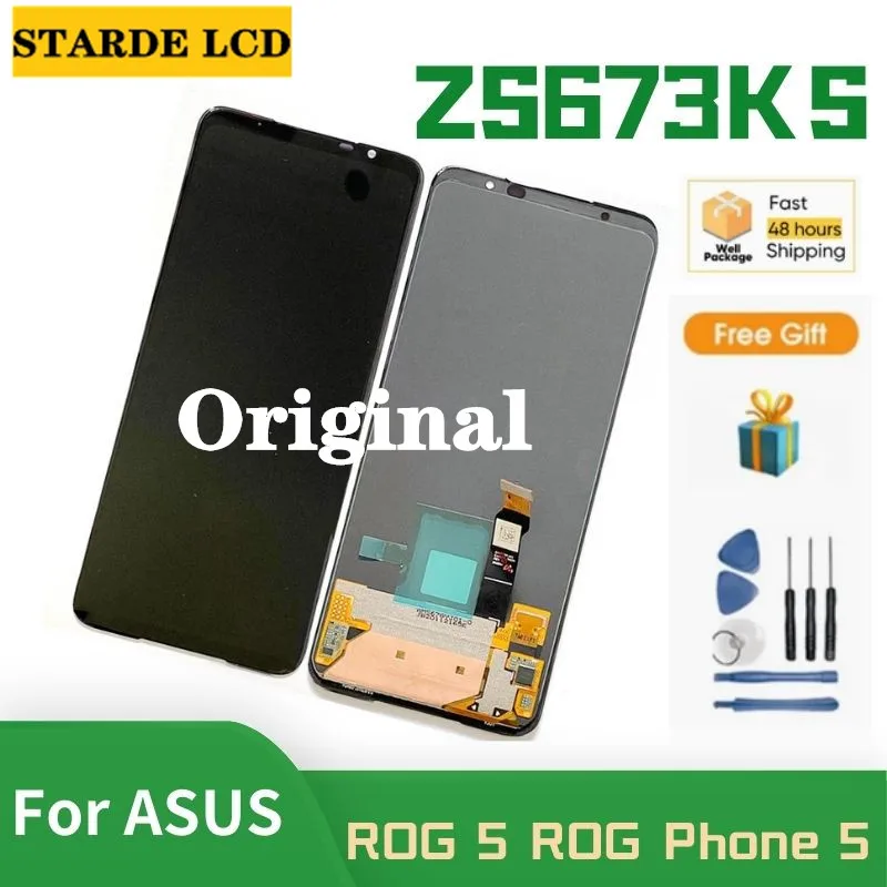 Asus ROG 5 ROG 폰 5 ZS673KS I005DA LCD 디스플레이 터치 스크린 디지타이저 어셈블리, Asus ZS673KS LCD용 정품 LCD, 6.78 인치 ...