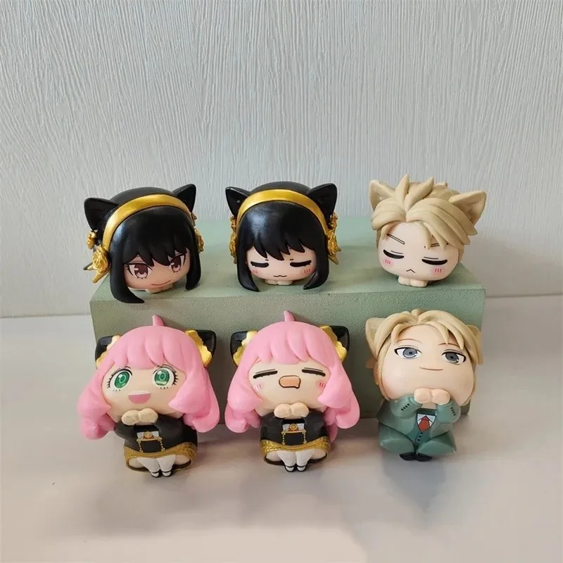 6Pcs/1Set 6CM SPY Family Anime Anya Napping Cat Model Yor Forger Toy ...