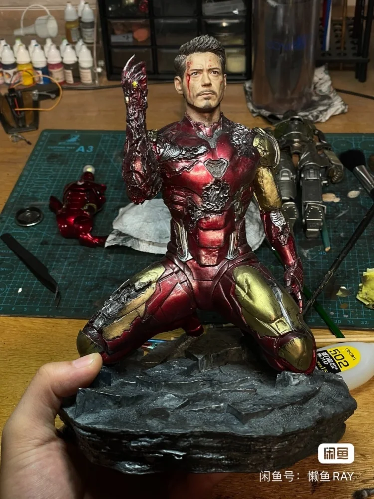 Marvel-Illuminated-Iron-Man-Finger-Snapping-Statues-Action-Figure ...