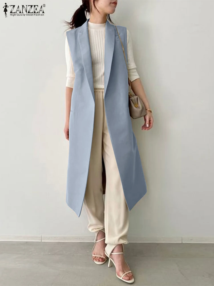 ZANZEA-Women-Long-Tank-Blazer-Office-Lady-Lapel-Collar-Outwears-Fashion ...