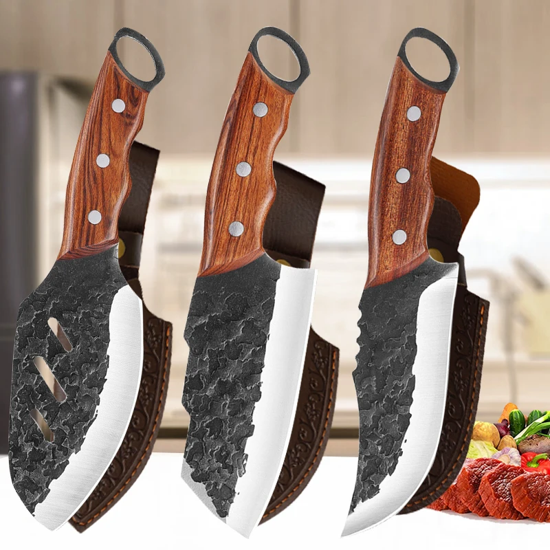 Faca-de-cozinha-forjada-artesanal-Cutelo-de-carne-Faca-de-desossagem ...