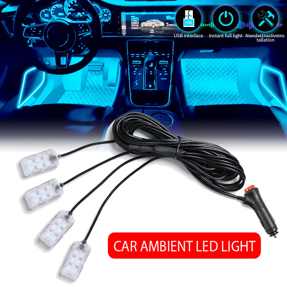 Led-Car-Foot-Ambient-Light-With-USB-cigarette-lighter-Neon-Mood ...