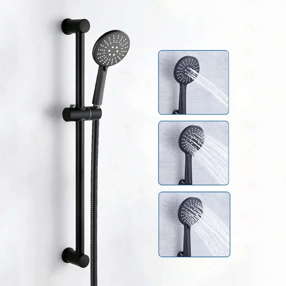 Adjustable-3-Function-Black-Shower-Riser-Slide-Bar-with-Hand-Held ...