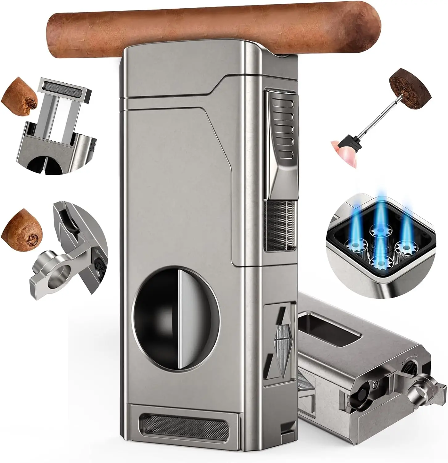 Scotte-Cigar-Lighter-4-Jet-Flame-Refillable-Butane-Lighter-with-Cigar ...