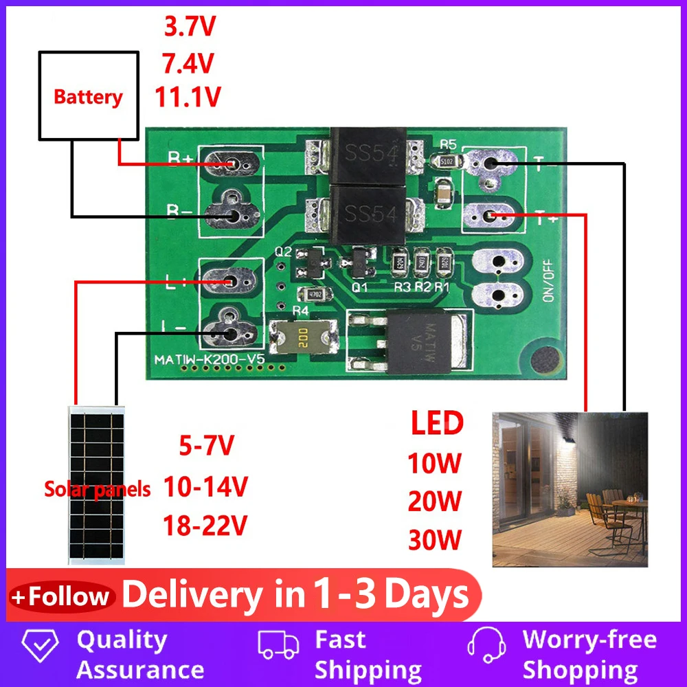 Solar-Panel-Battery-Charger-Board-Automatic-Control-Night-Light-LED ...