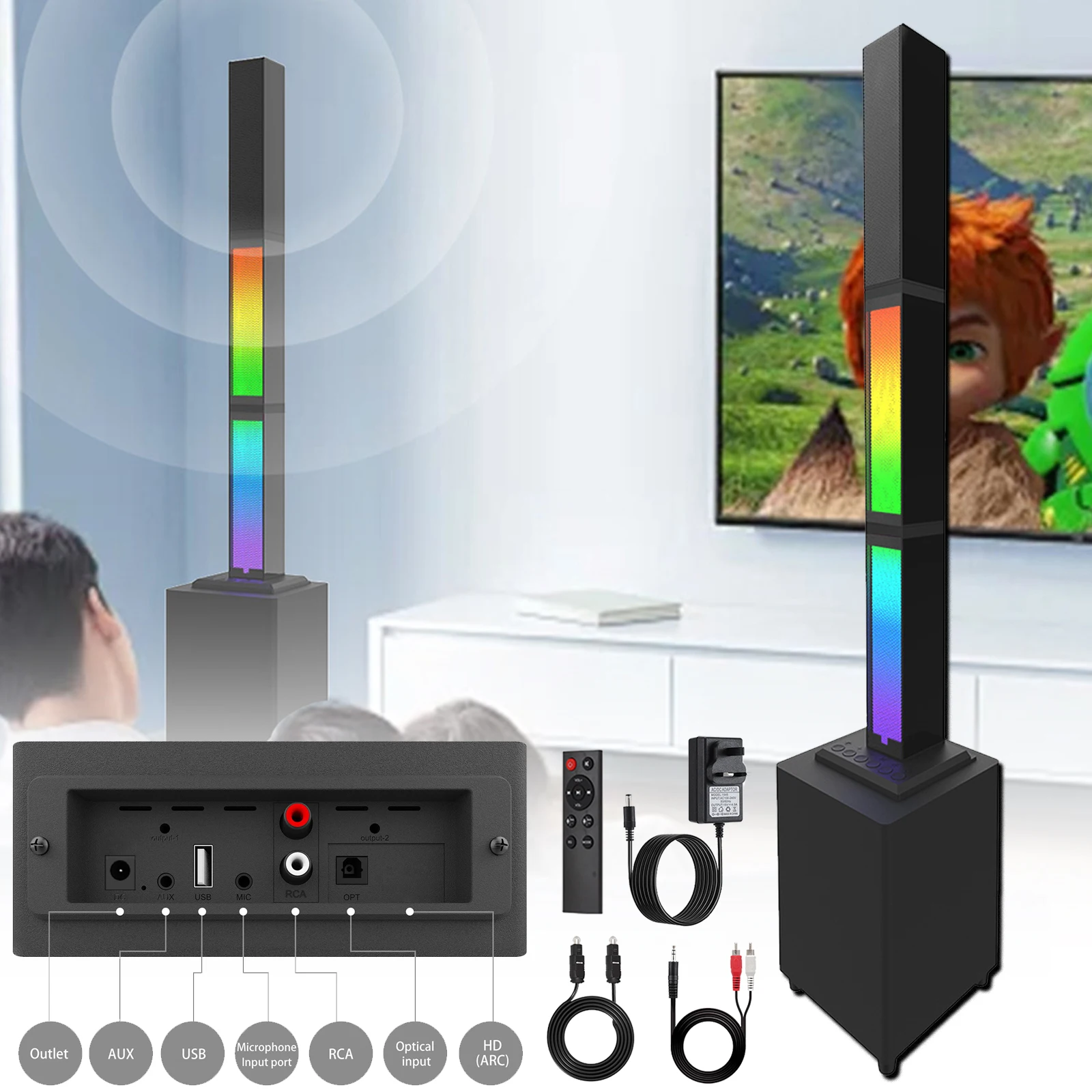 TWS Detachable Audio System, Line Array Speaker Portable PA Bluetooth ...