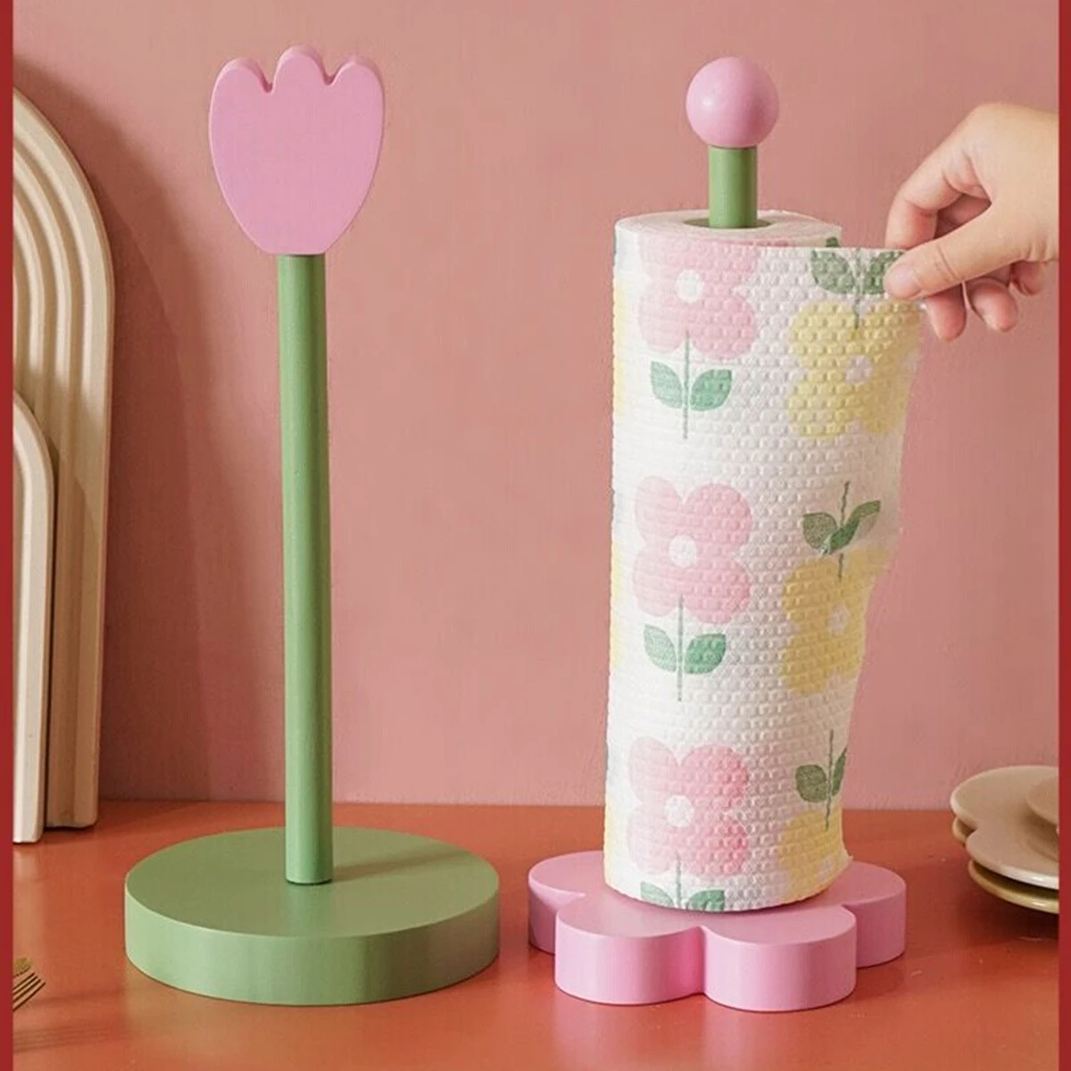 Cute Wood Bathroom Tissue Stand Rack Kitchen Roll Paper Towel Holder ...