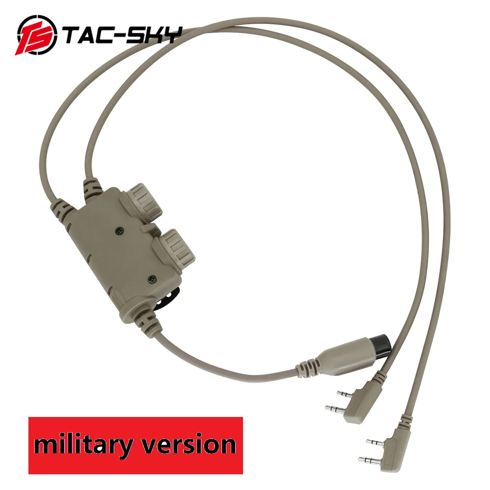 TS TAC-SKY Dual Communication RAC PTT Military Headset Adapter for PELTOR Headsets Compatible ...
