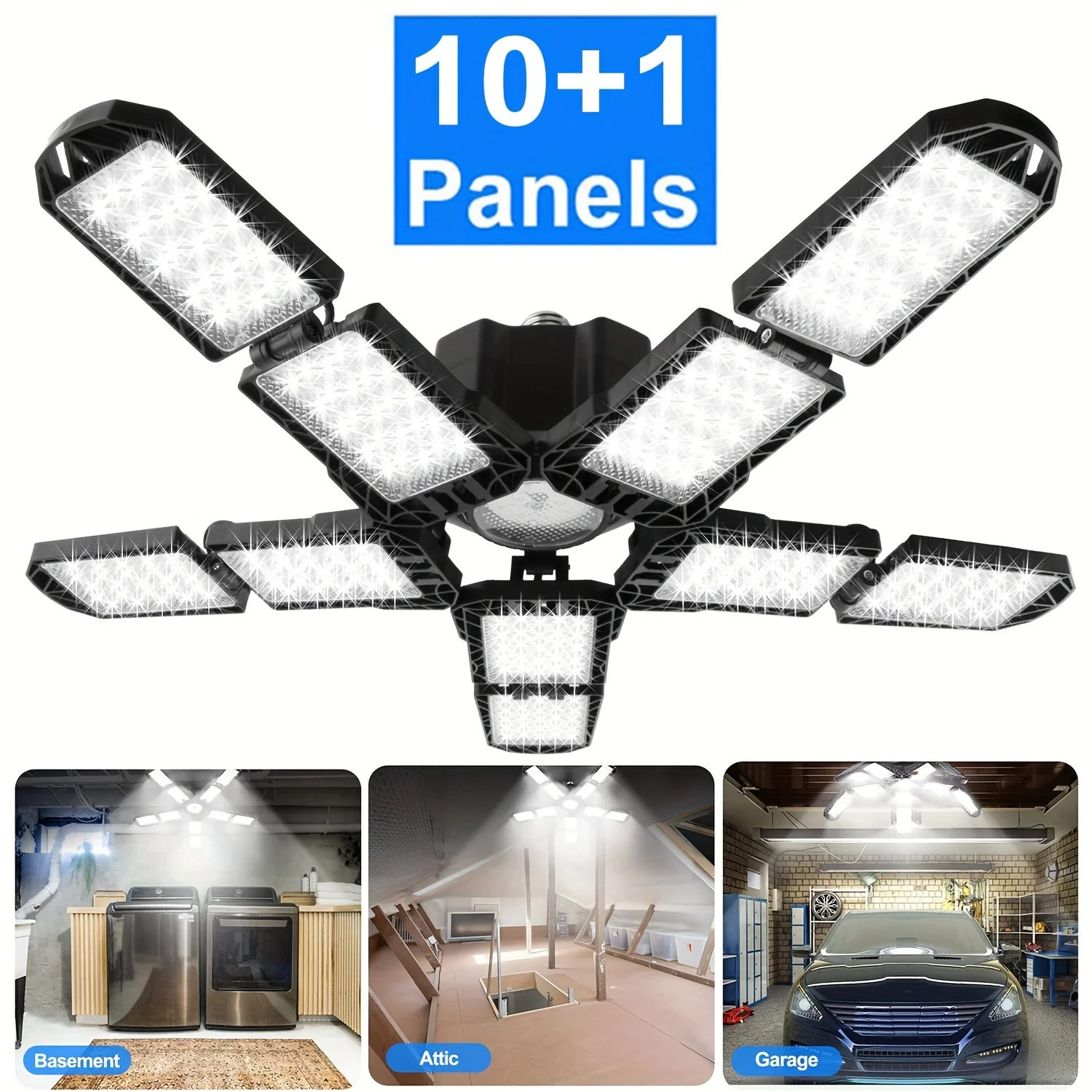 Deformable LED Garage Light With Adjustable 3/5/10 Panels LEDE26/E27 ...