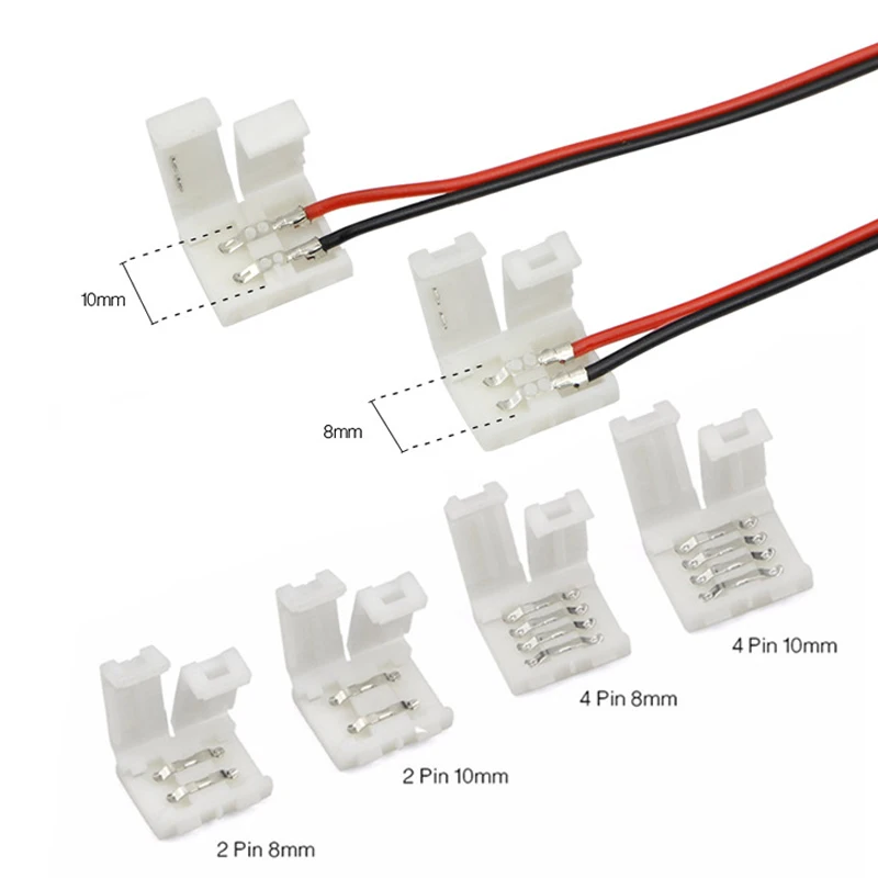 5PCS-10PCS-2Pin-4Pin-8mm-10mm-LED-Strips-Lights-Connector-Splice-Clip ...
