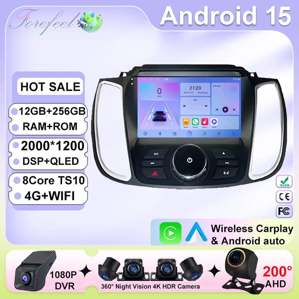 Android 15 Multimedia Head Unit For Ford Kuga 2 Escape 3 2012 - 2019 ...