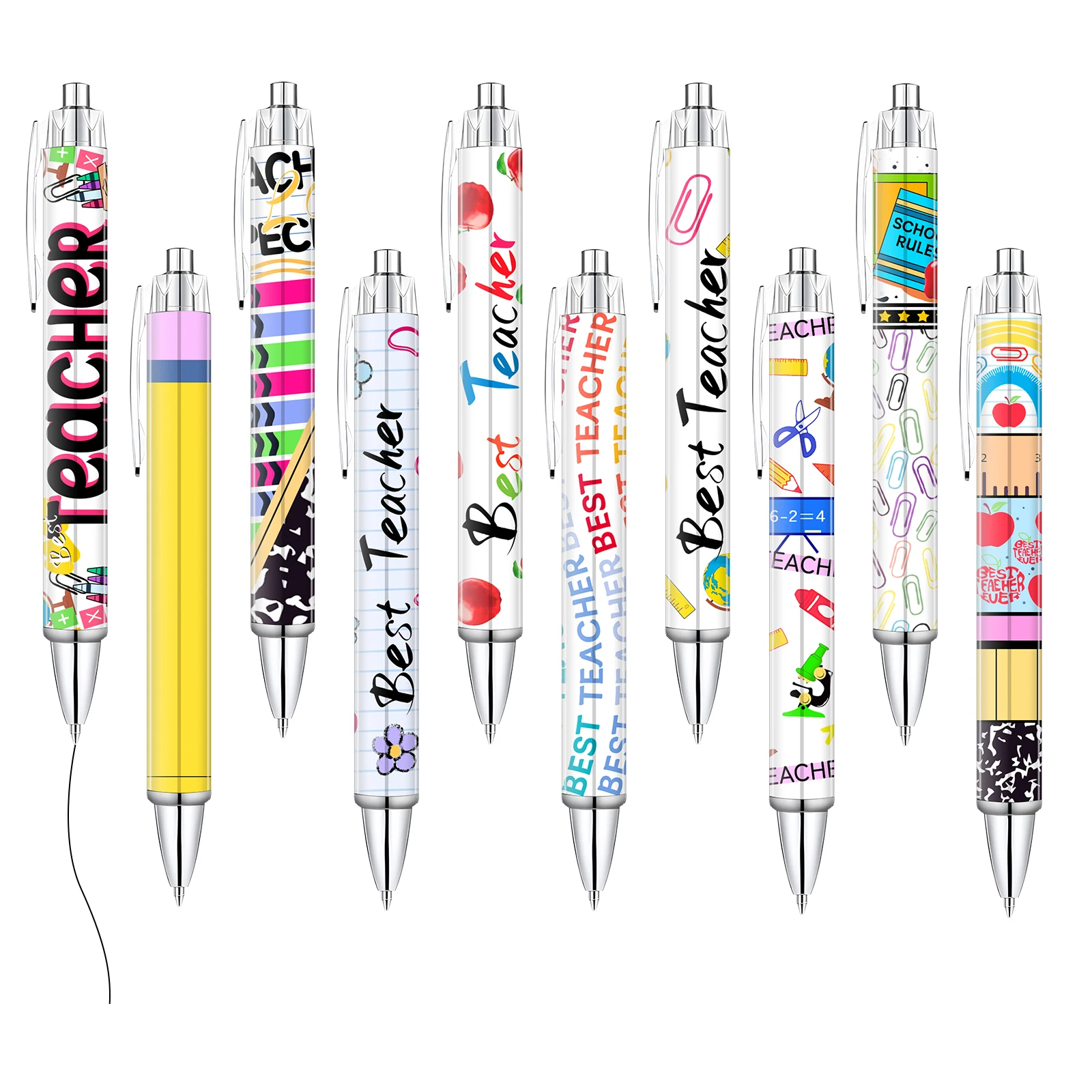 10/20/30 pcs Creative Teacher Theme Pens, Retractable, Personalized ...