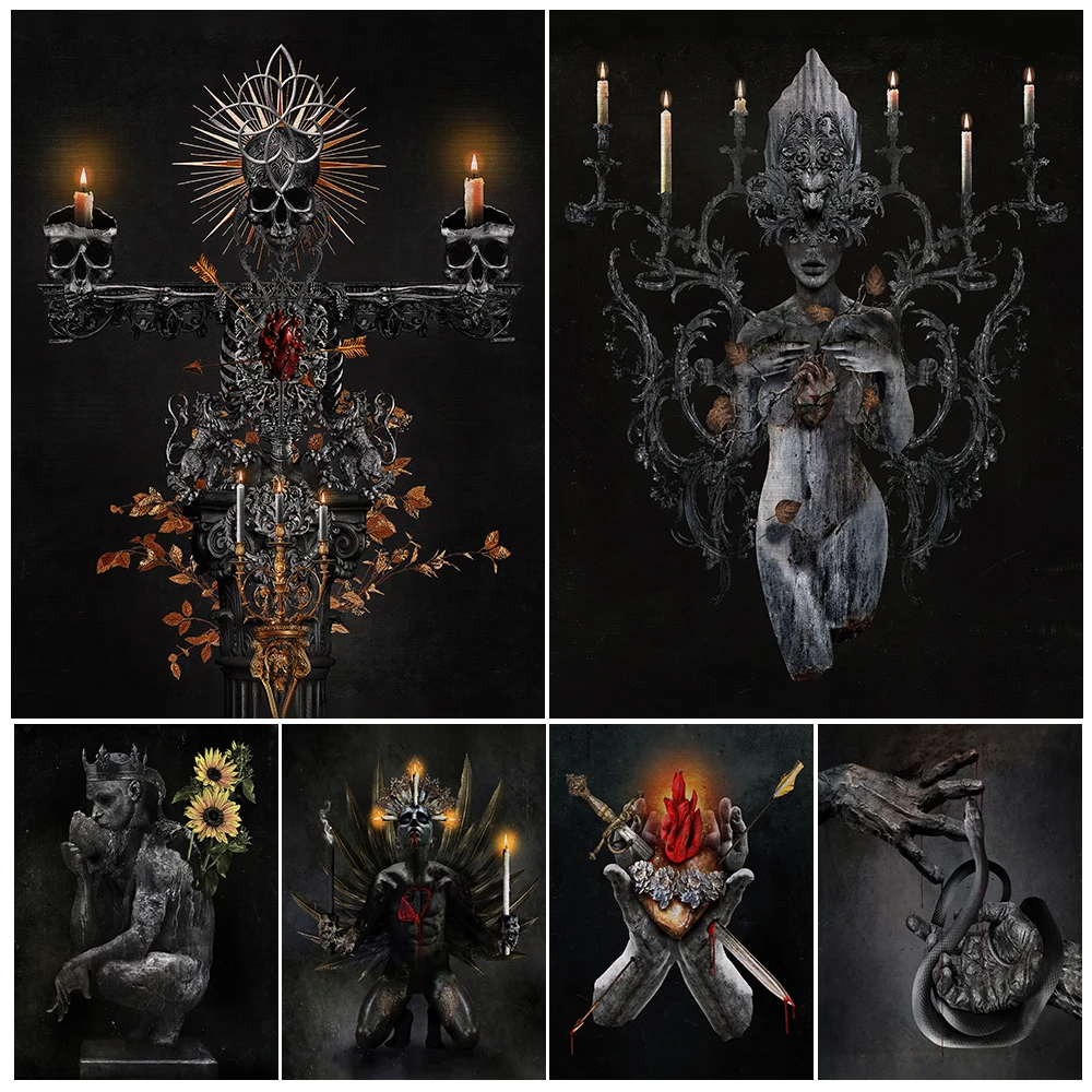 Creepy-Pagan-Witchcraft-Illustration-Art-Poster-And-Print-Demon-Angel ...